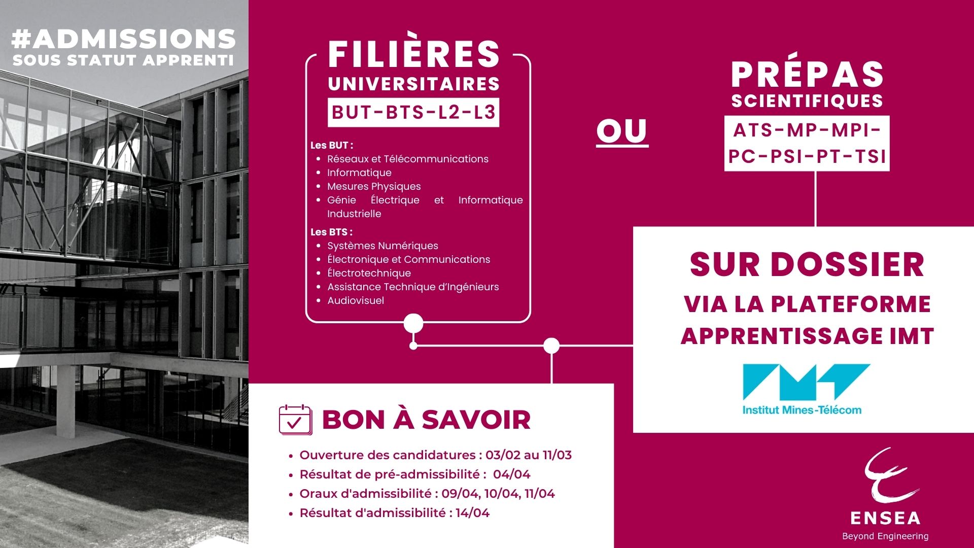Admission Formation Apprentissage : nouvelle formule ! – École Nationale Supérieure de l ...